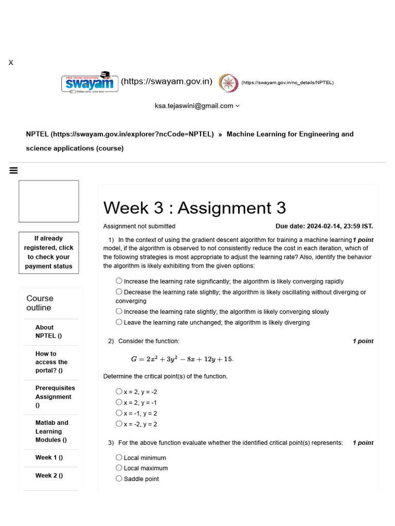 Machine Learning Week 3 Pdf Mathematical Optimization Gradient 