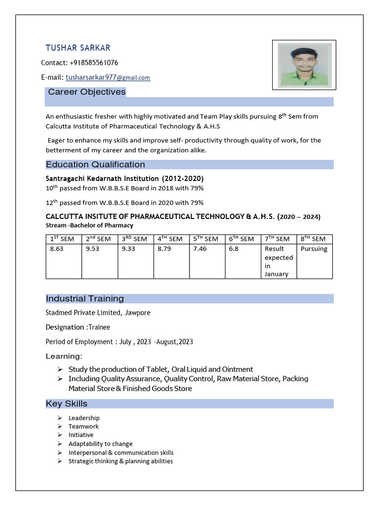 Tushar Sarkar..Cv 2 | PDF