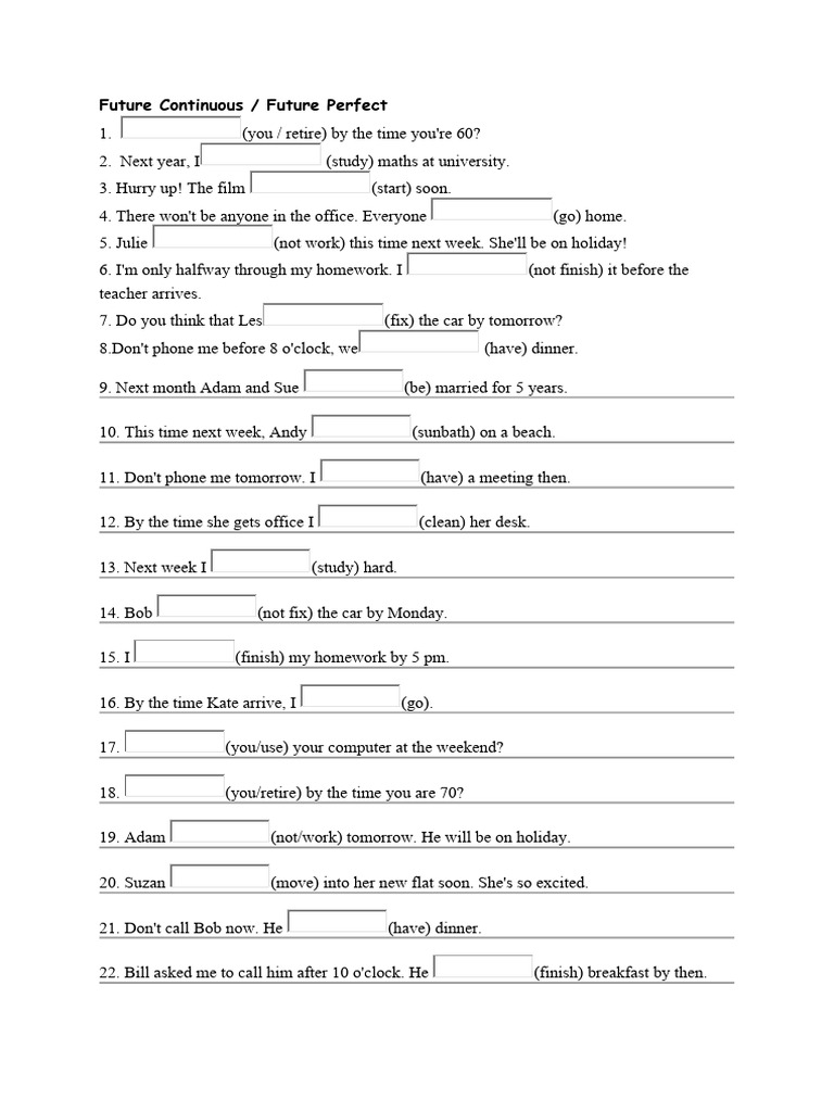 Future Continuous I Future Perfect | PDF