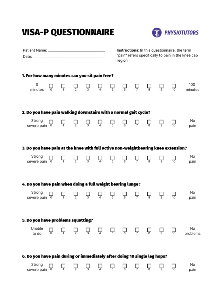 VISA P Questionnaire | PDF | Human Diseases And Disorders | Medicine