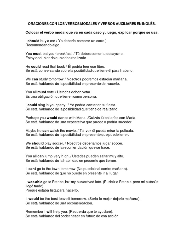 Verbos Modales | PDF