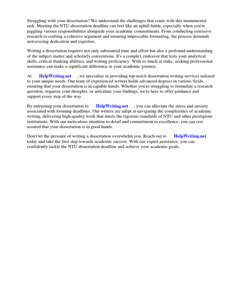 NTU Dissertation Aid for Students | PDF | Thesis | Methodology