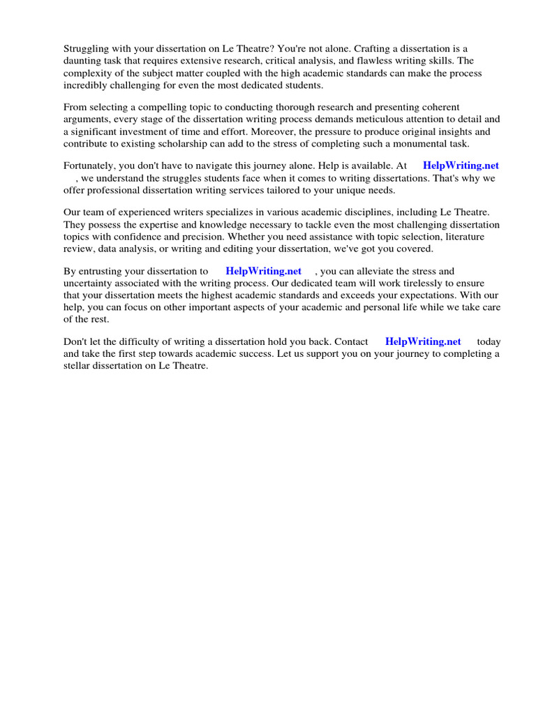 Le Theatre Dissertation Exemple | PDF | Thesis | Scribd