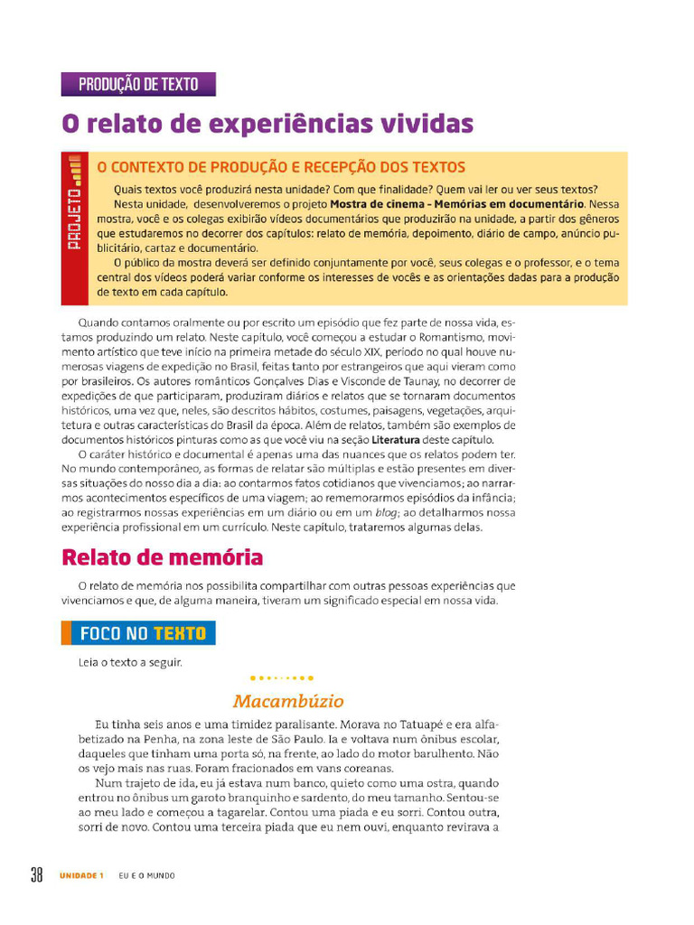 Relato de experiências vividas | PDF