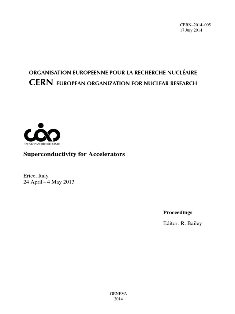 CERN-Superconductivity For Accelerators | PDF | Thermodynamics | Entropy