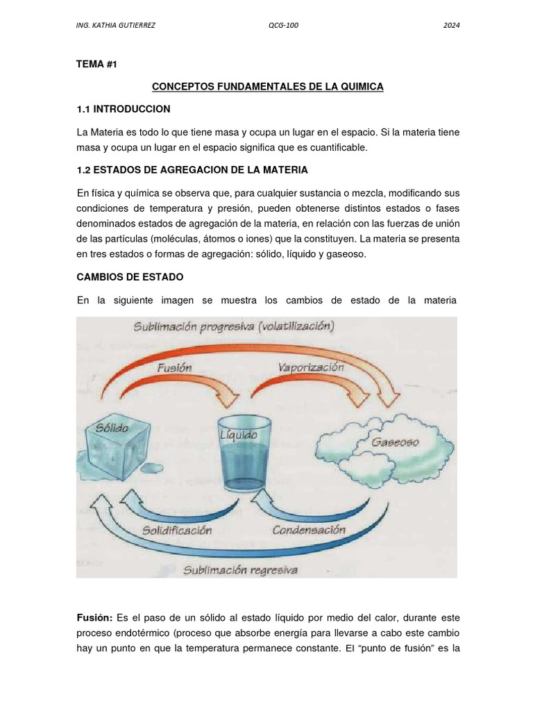 Tema #1 Conceptos Fundamentales de La Quimica | Descargar gratis PDF | Mezcla | Sustancias químicas