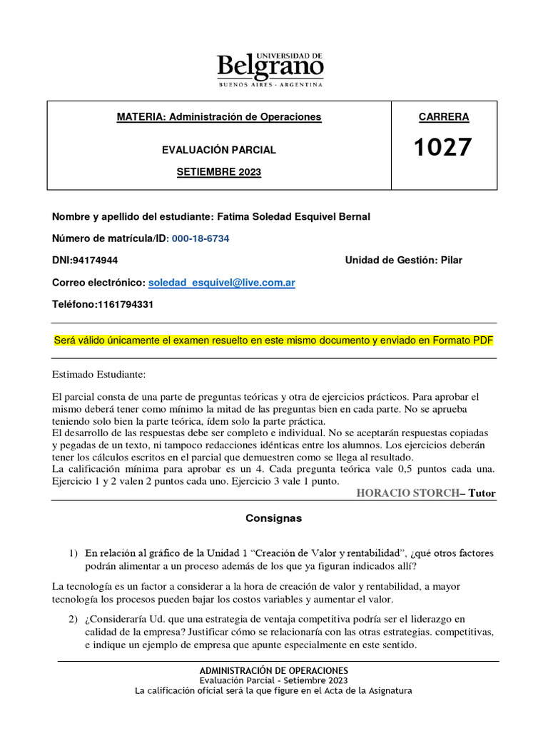 Esquivel Fatima Parcial de Adm Oper 1027 2023 2º Cuatr 1 | PDF ...