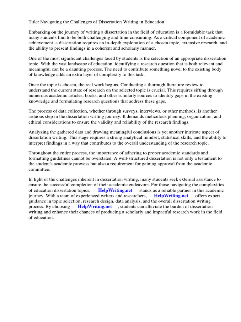 Dissertation Topics in Education Examples | PDF | Thesis | Teachers