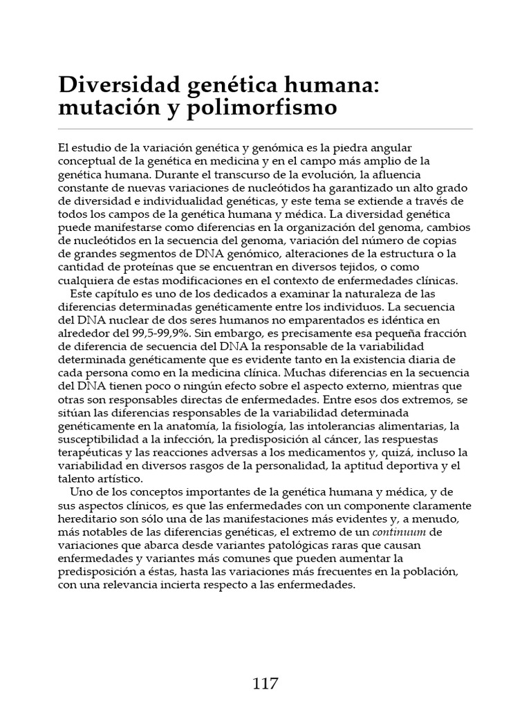 Diversidad Genética Humana, Mutaciones y Polimorfismos | PDF | Mutación ...