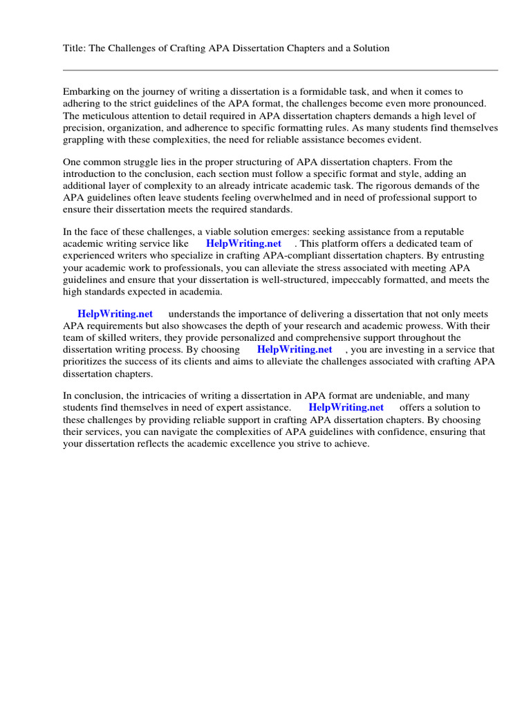 Apa Dissertation Chapters | PDF | Thesis | Apa Style