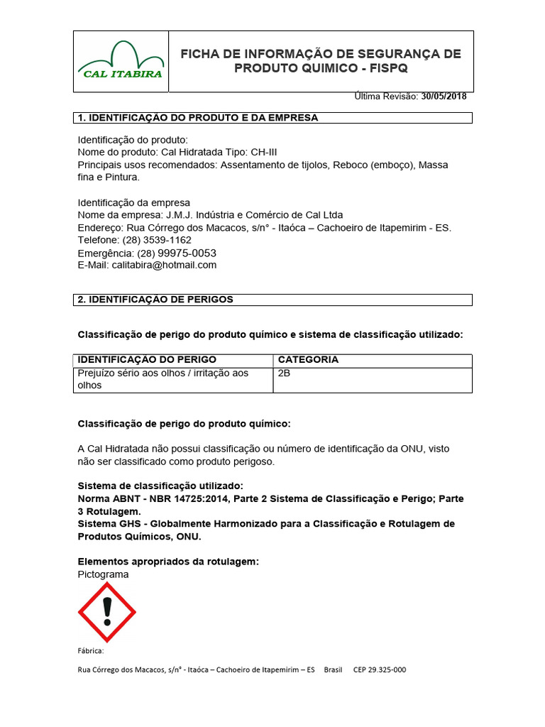 Fispq Cal Hidratada Chiii | PDF | Química