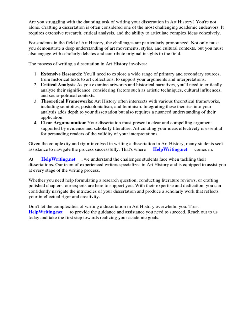 Dissertation Examples Art History | PDF | Art History | Thesis