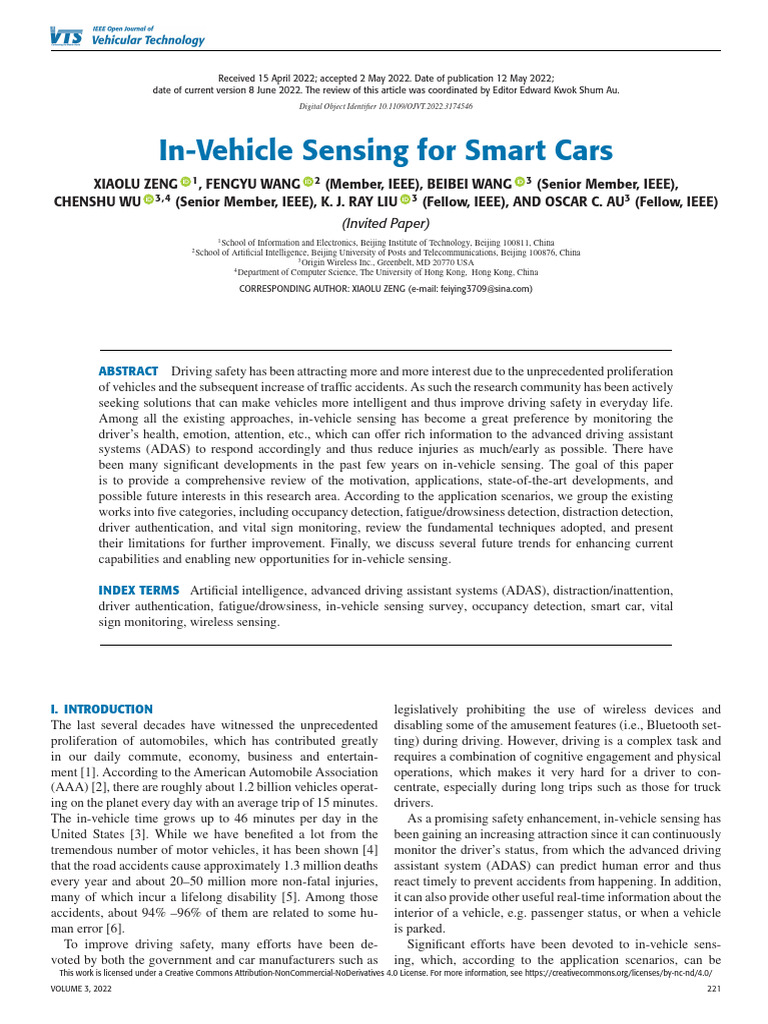 In-Vehicle Sensing for Smart Cars | PDF | Ultra Wideband | Radar