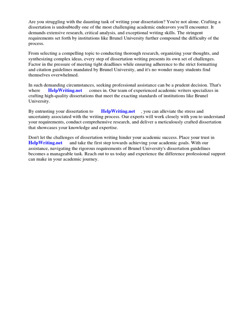 Brunel Dissertation Requirements | PDF | Thesis