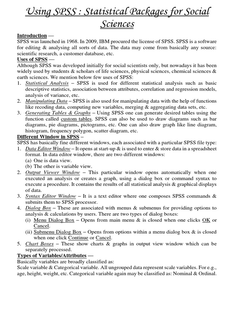 Using SPSS - Statistical Packages For Social Sciences | PDF | Spss ...