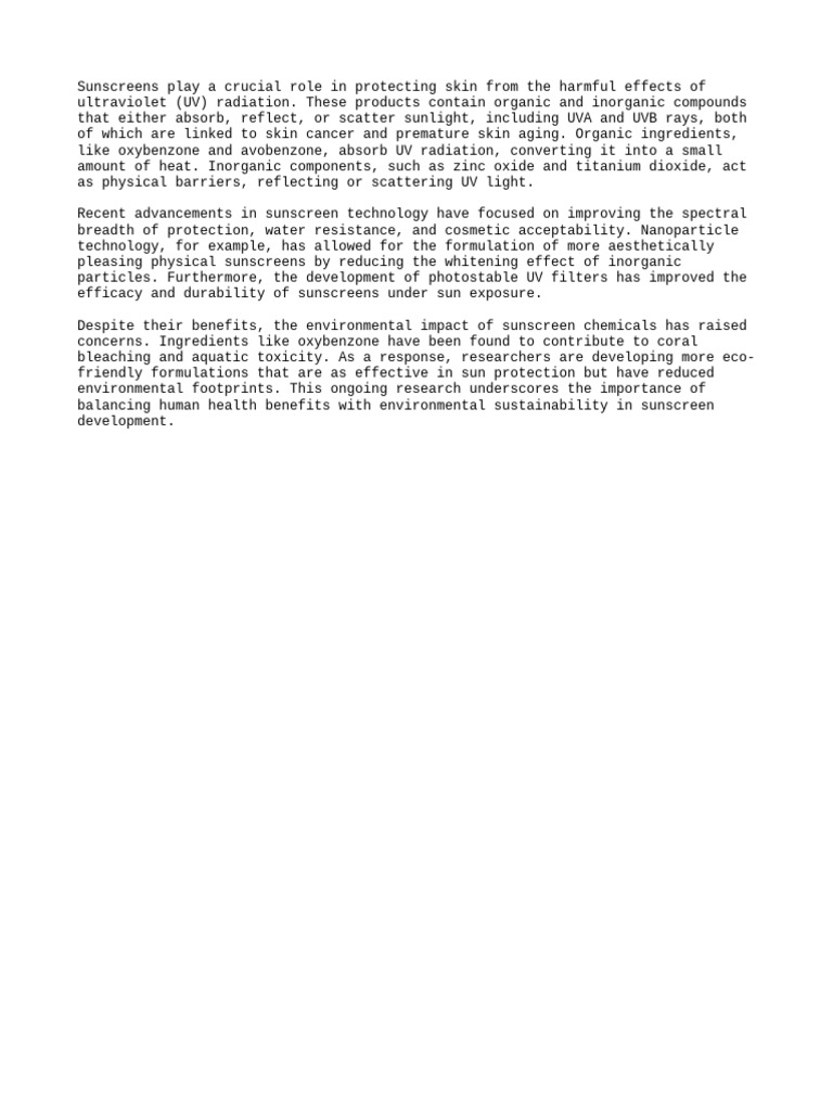 Sunscreen Science Paper | PDF
