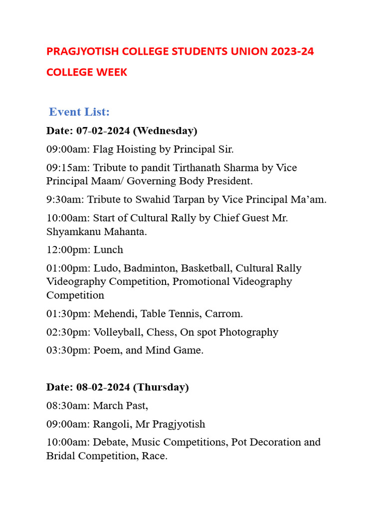 College Week 2024 | PDF