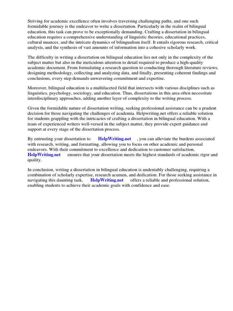 Dissertation Bilingual Education | PDF | Multilingualism | Second Language