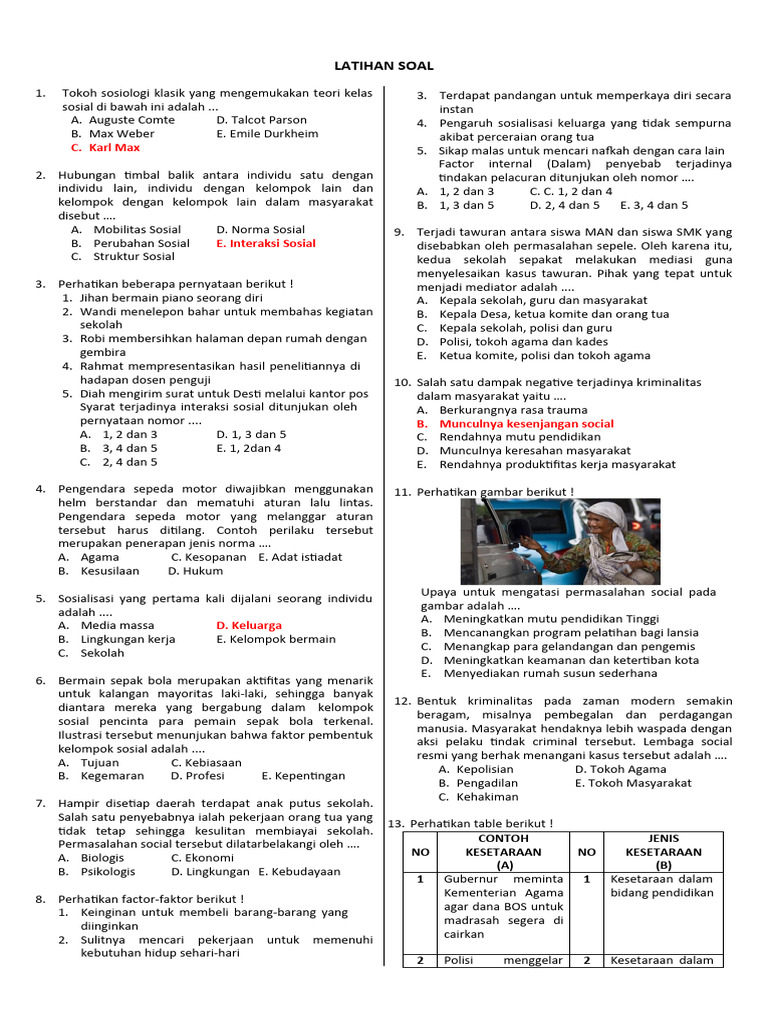 Latihan Soal Sosiologi | PDF