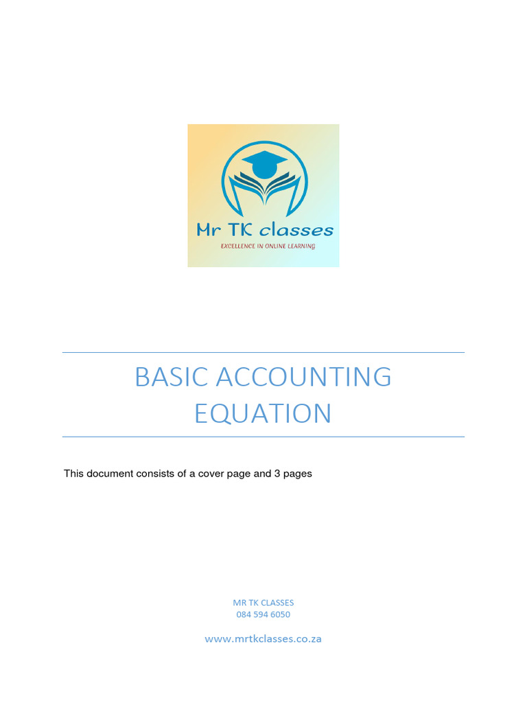 Basic Accounting Equation (BAE) (Comprehensive Explanations) | PDF | Financial Transaction | Cash