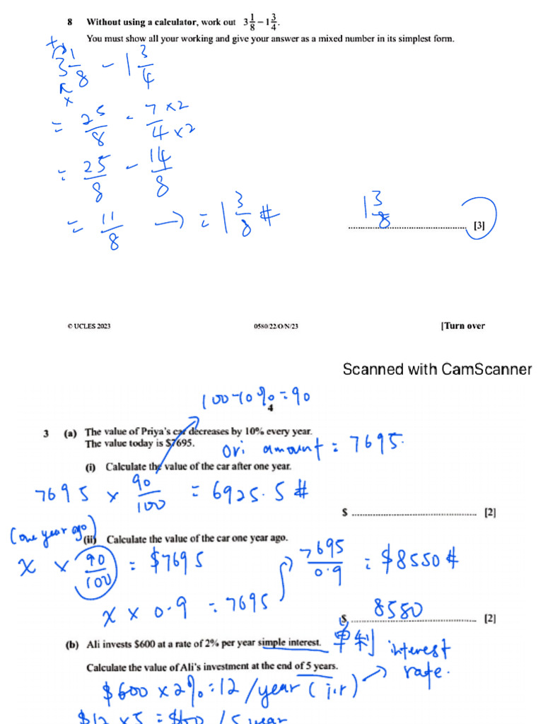 Math PYP Exercise (W Working) | PDF