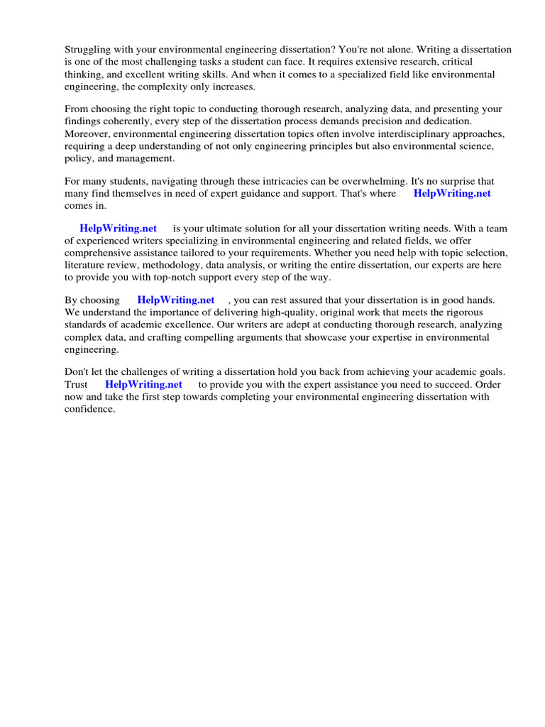 Environmental Engineering Dissertation Topics | PDF | Engineering ...