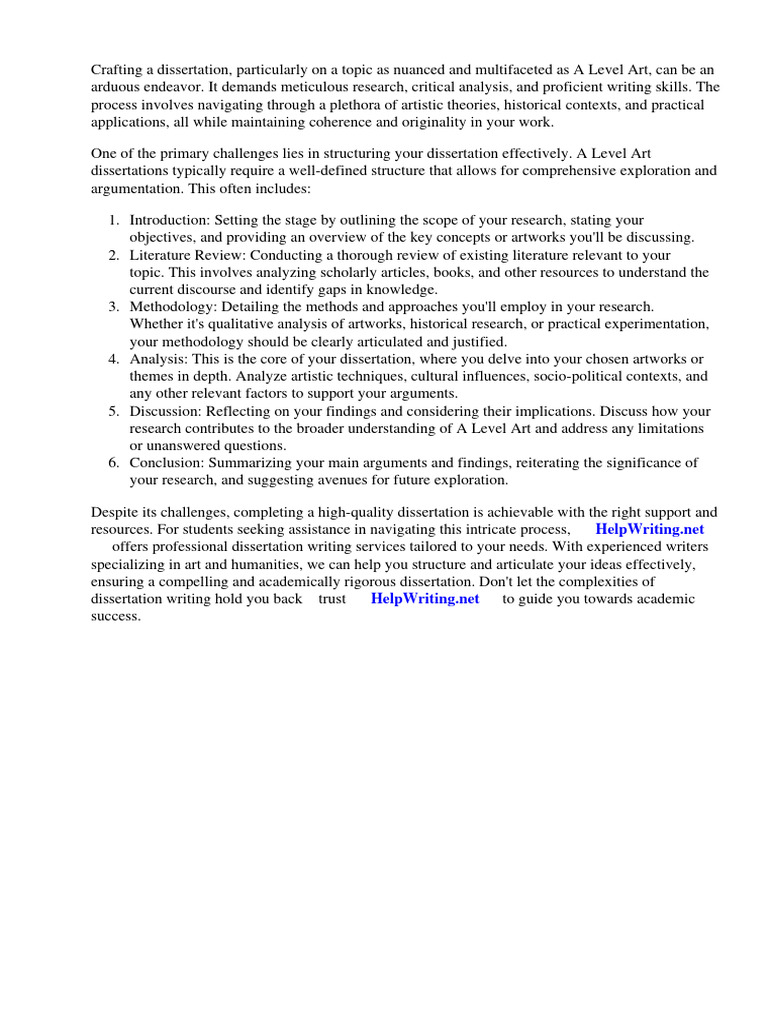 A Level Art Dissertation Structure | PDF | Thesis | Methodology