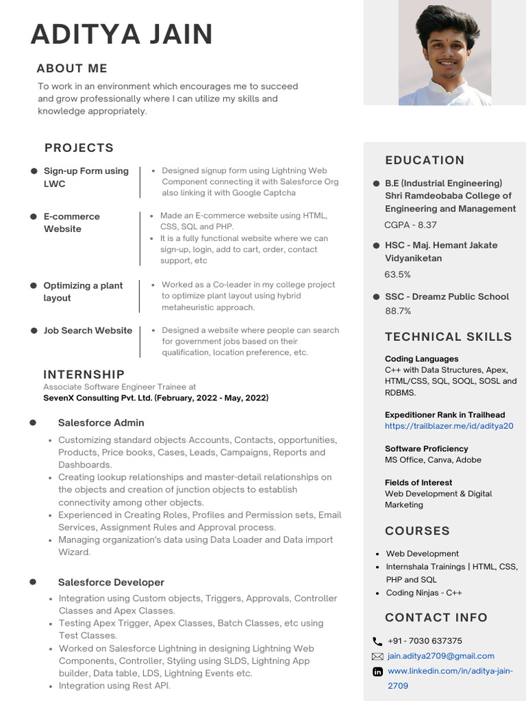 Resume - Aditya Jain | PDF | Web Development | World Wide Web