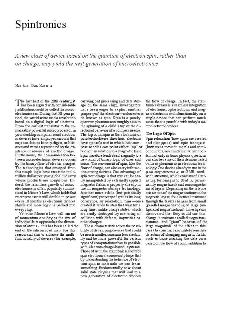 SPINTRONICS | PDF | Field Effect Transistor | Semiconductors