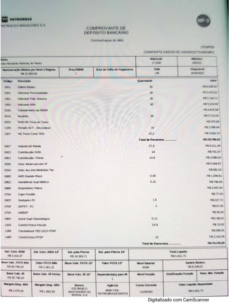 Contra Cheque Alexandre | PDF