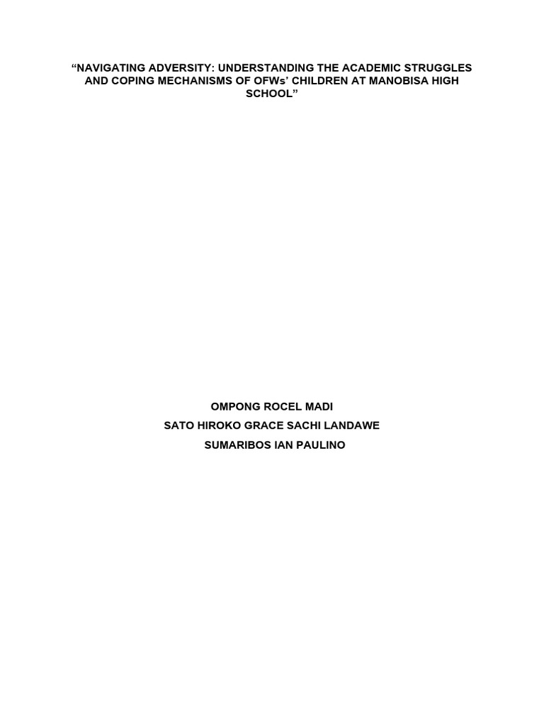 OFW Children’s Academic Struggles at Manobisa | PDF | Psychological ...