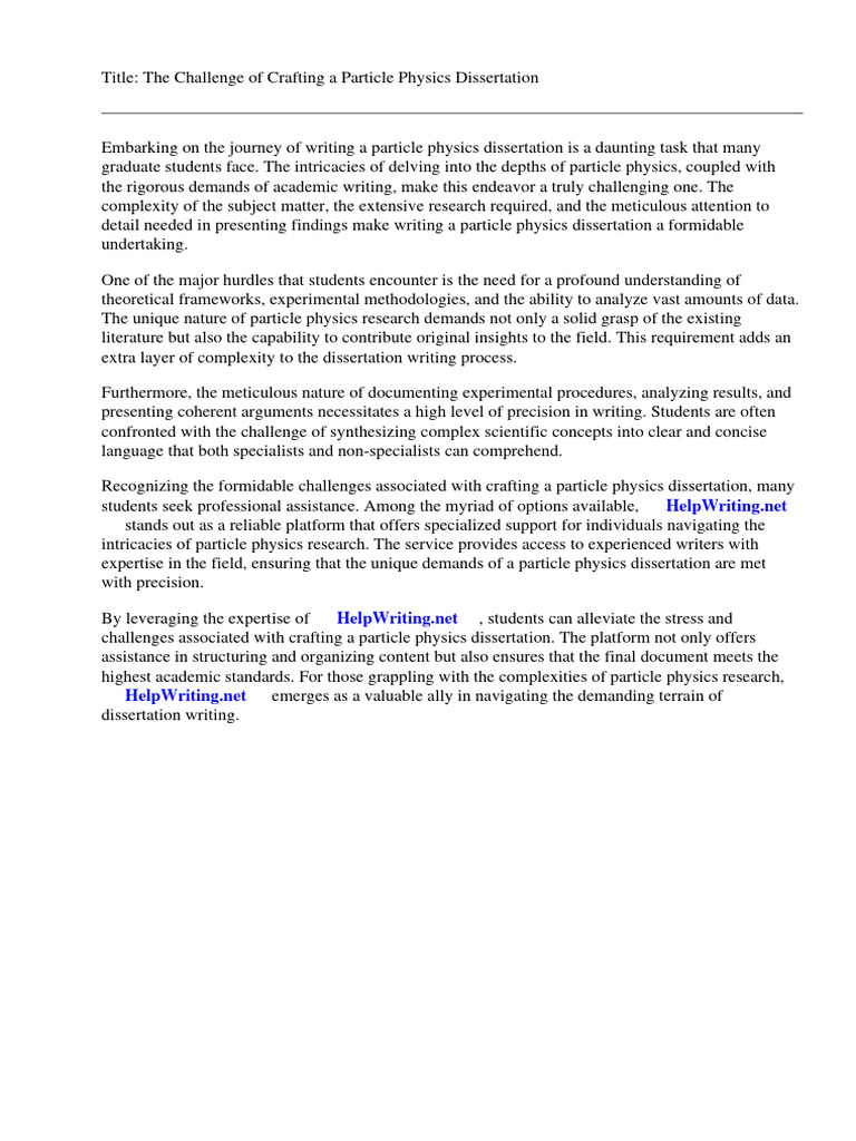 Particle Physics Dissertation | PDF | Elementary Particle | Particle ...