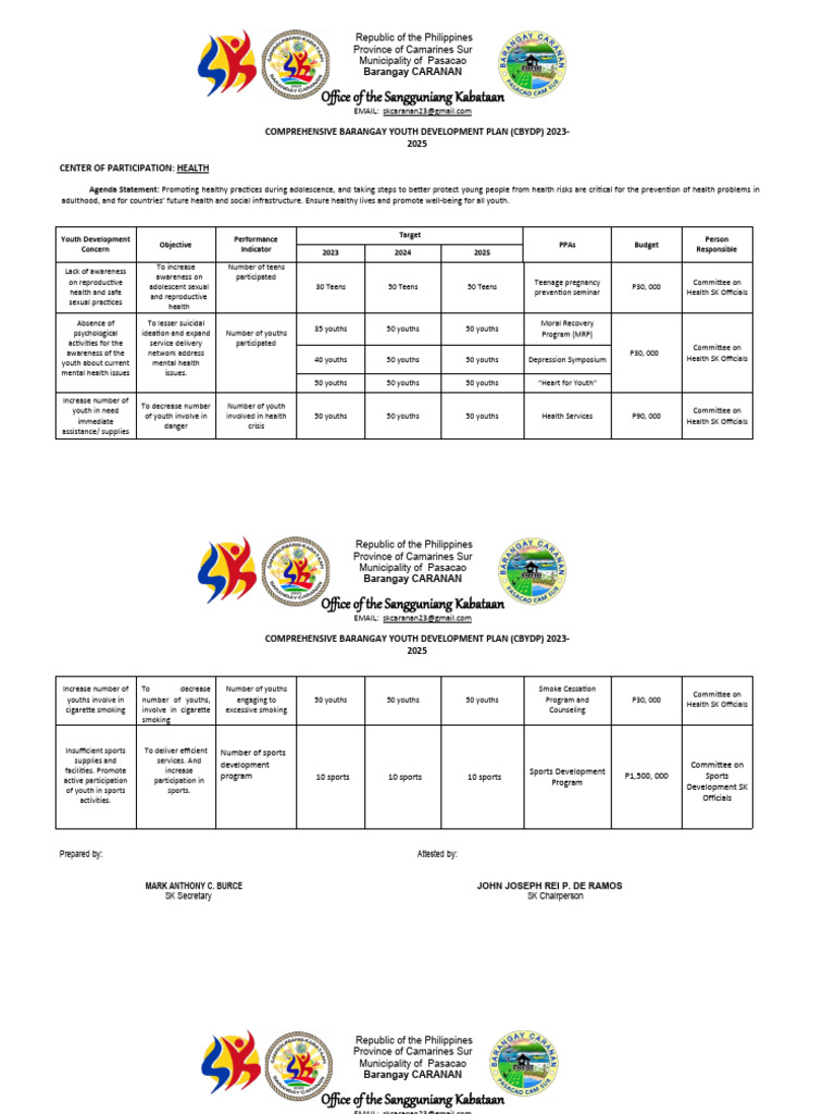 SK Caranan Cbydp Cy 2023 2025 | PDF | Youth | Adolescence