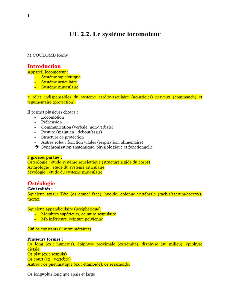 Anatomie du Système Locomoteur | PDF | Vertèbre | Colonne vertébrale
