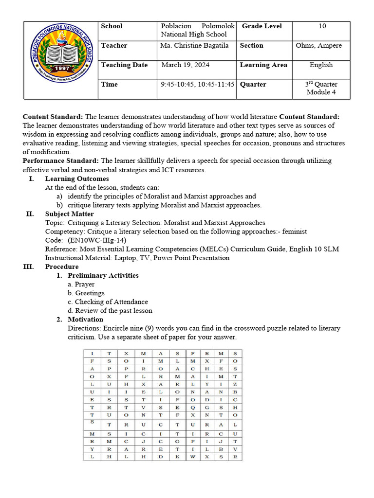 Lesson Plan 5 | PDF | Morality | Good And Evil
