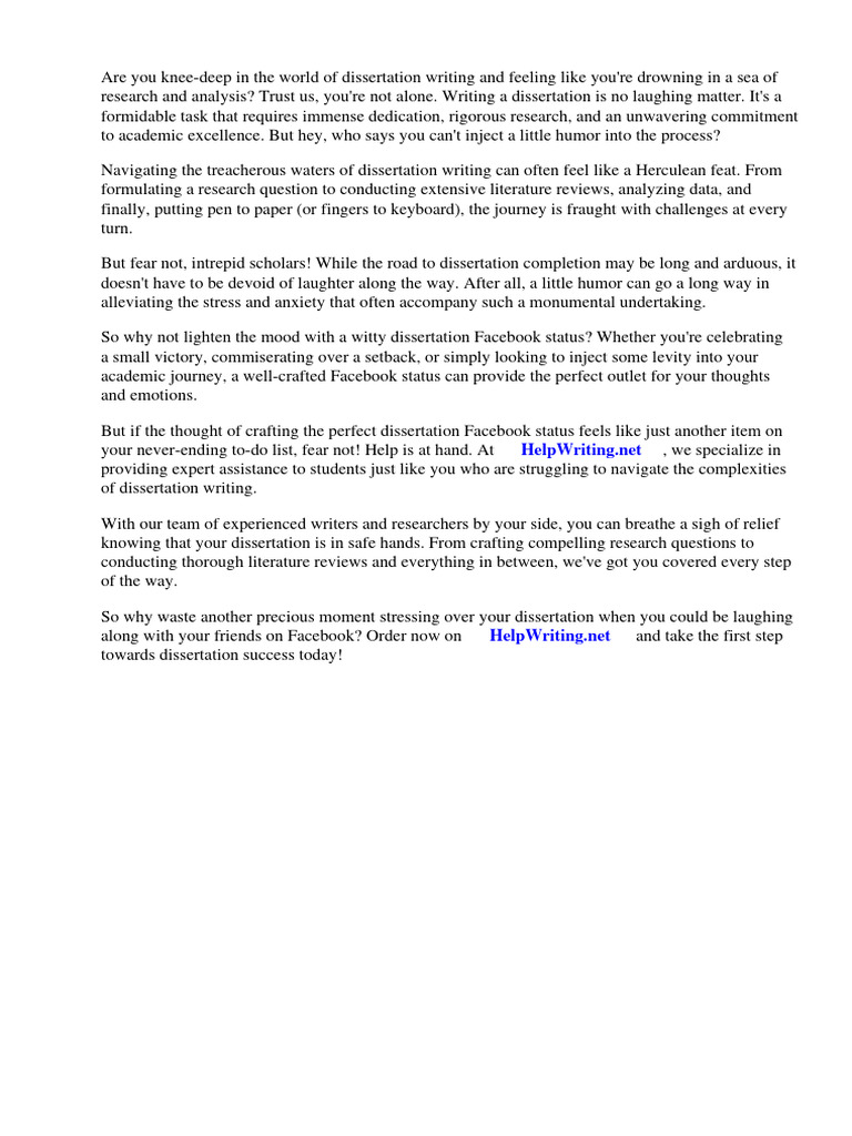 Funny Dissertation Facebook Status | PDF | Thesis | Facebook