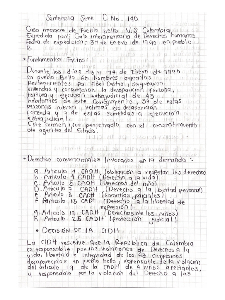 Caso Masacre de Pueblo Bello V.S Colombia | PDF