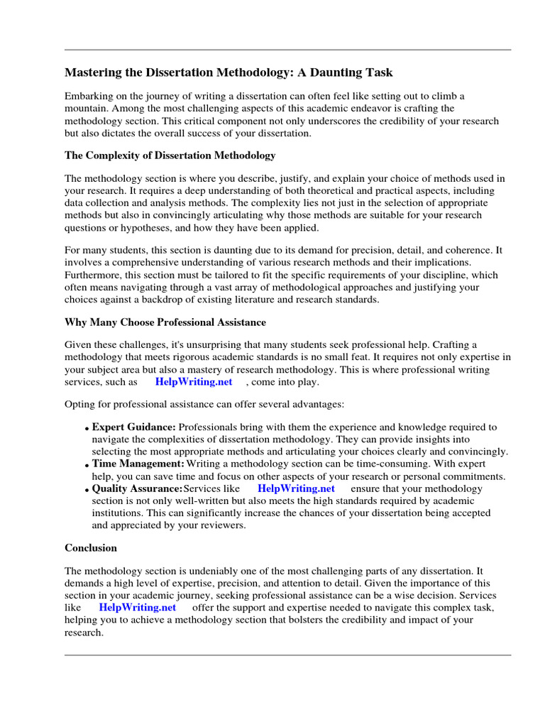 Dissertation Methodology | PDF | Methodology | Thesis