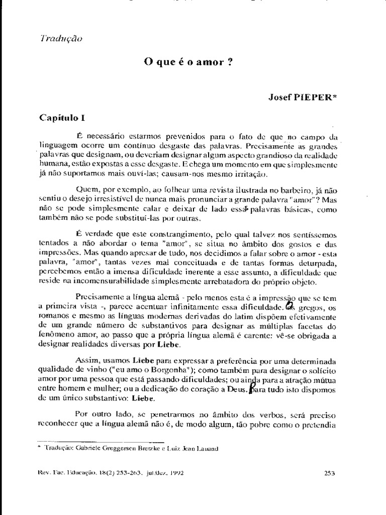O que é amor, Joseph Pieper | PDF