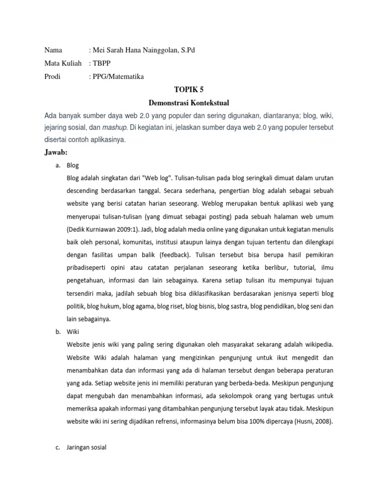 Topik 5 TBPP Demonstrasi Kontekstual | PDF | Ilmu Sosial | Komputer