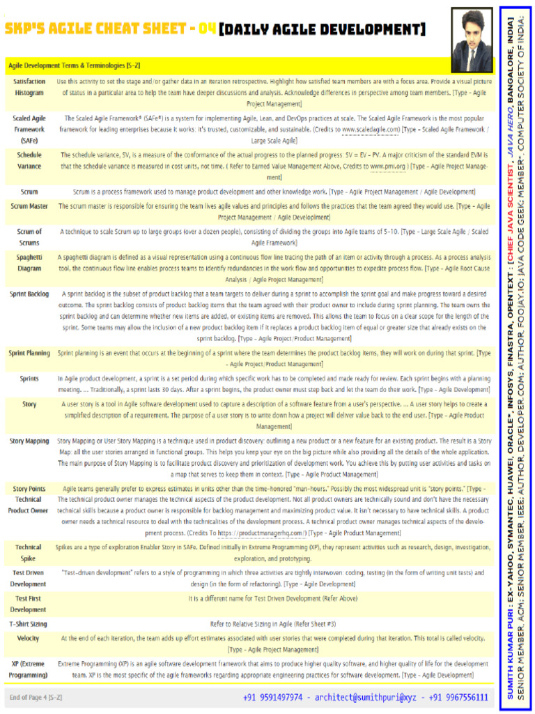SKP's Agile Cheat Sheet - Part 04 | PDF