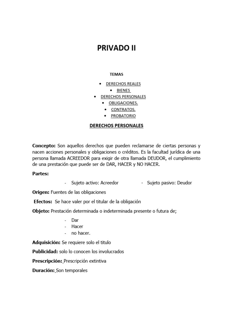 Privado II - Cartilla | PDF | Pagos | Intención (Derecho Penal)