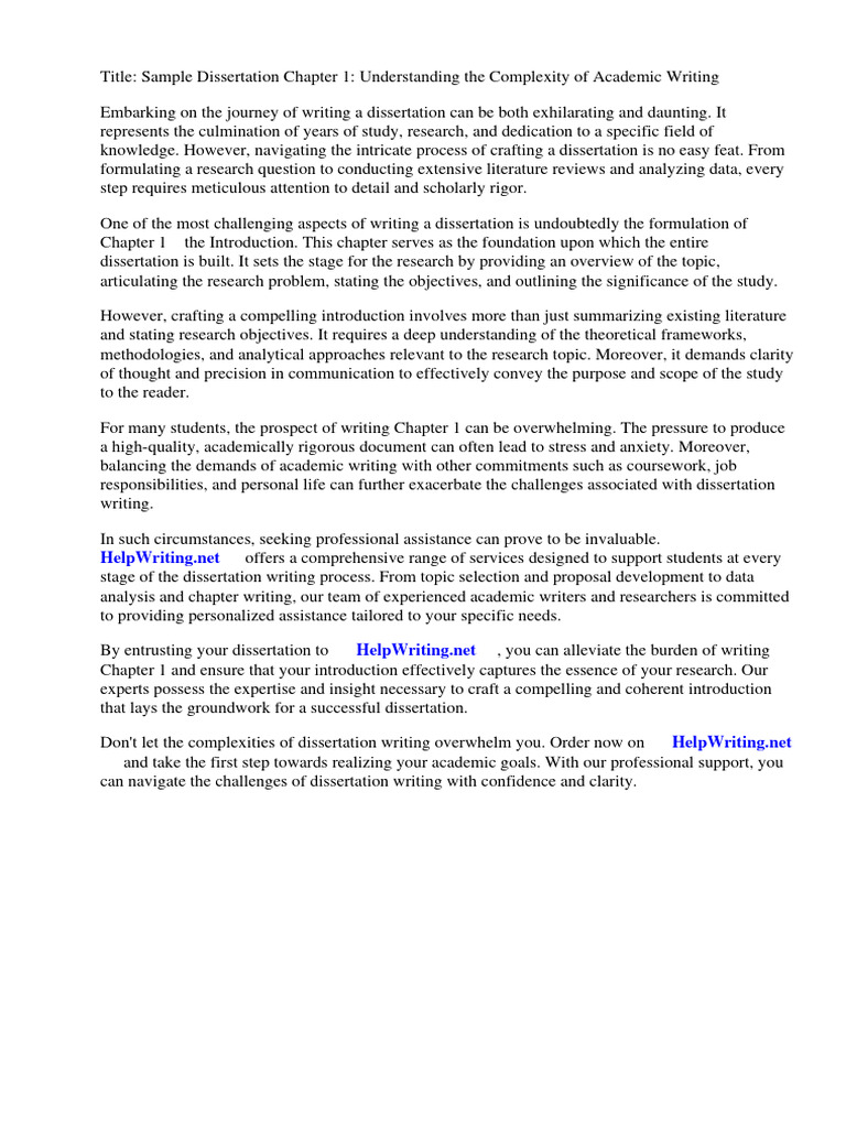 Sample Dissertation Chapter 1 | PDF | Thesis | Biometrics