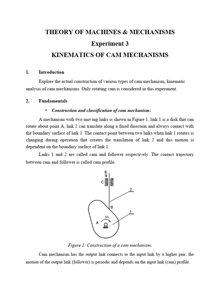 EXP 03 - Kinematics of Cam Mechanisms | Download Free PDF | Kinematics ...