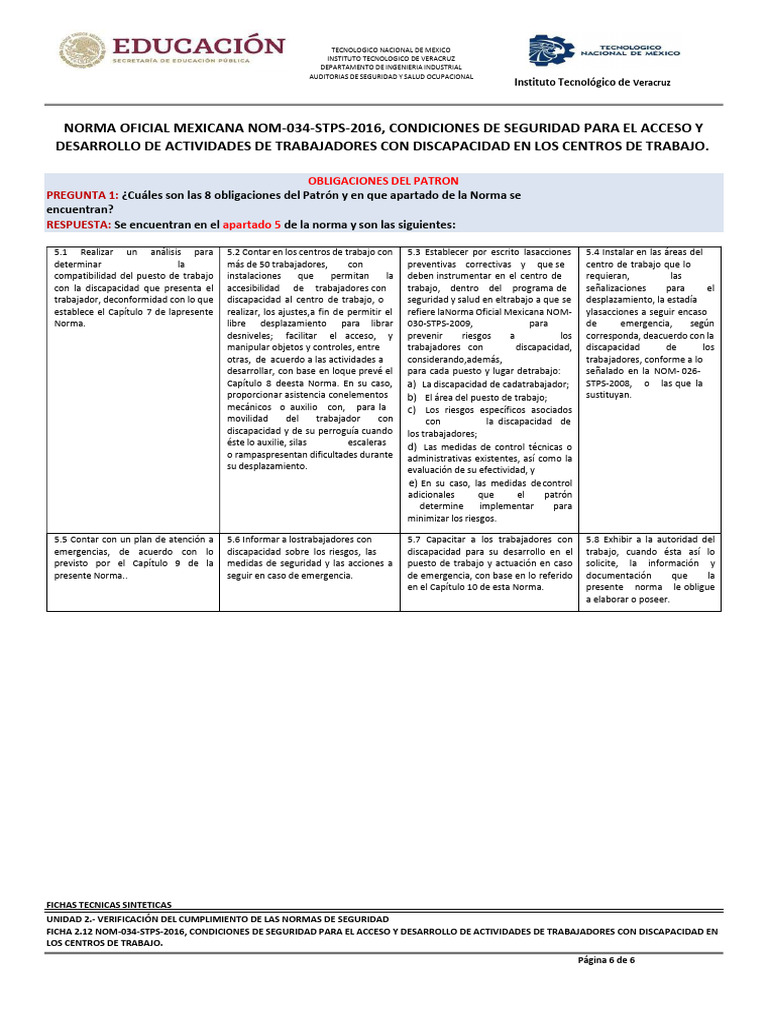 Nom 034 | PDF | Invalidez | Seguridad y salud ocupacional