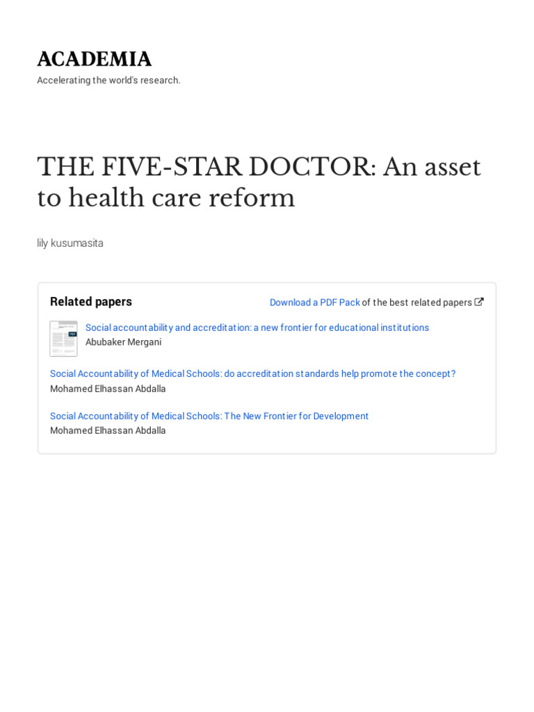 Five-Star Doctor in Health Reform | PDF | Health Care | Physician