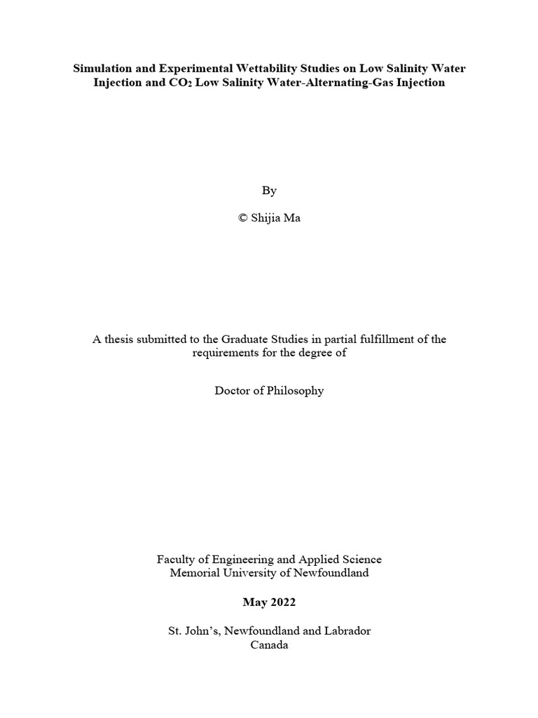 Simulation and Experimental Wettability Studies On Low Salinity Water ... Simulation and Experimental Wettability Studies On Low Salinity Water ...