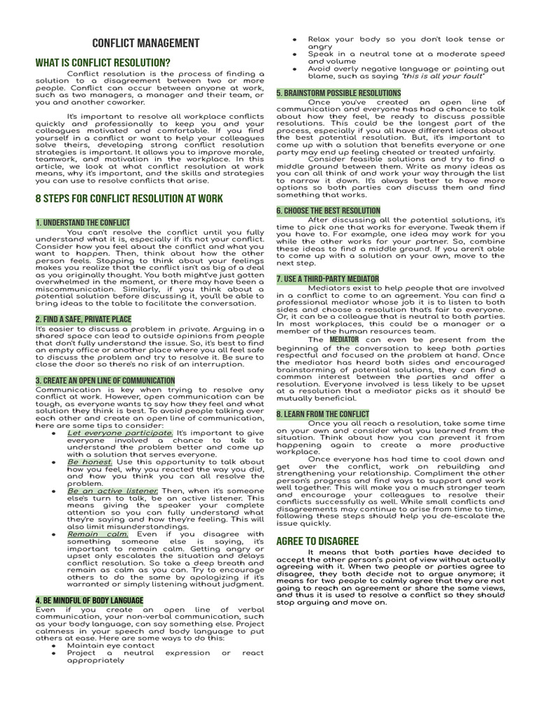 Conflict Management | PDF | Mediation | Conflict Resolution