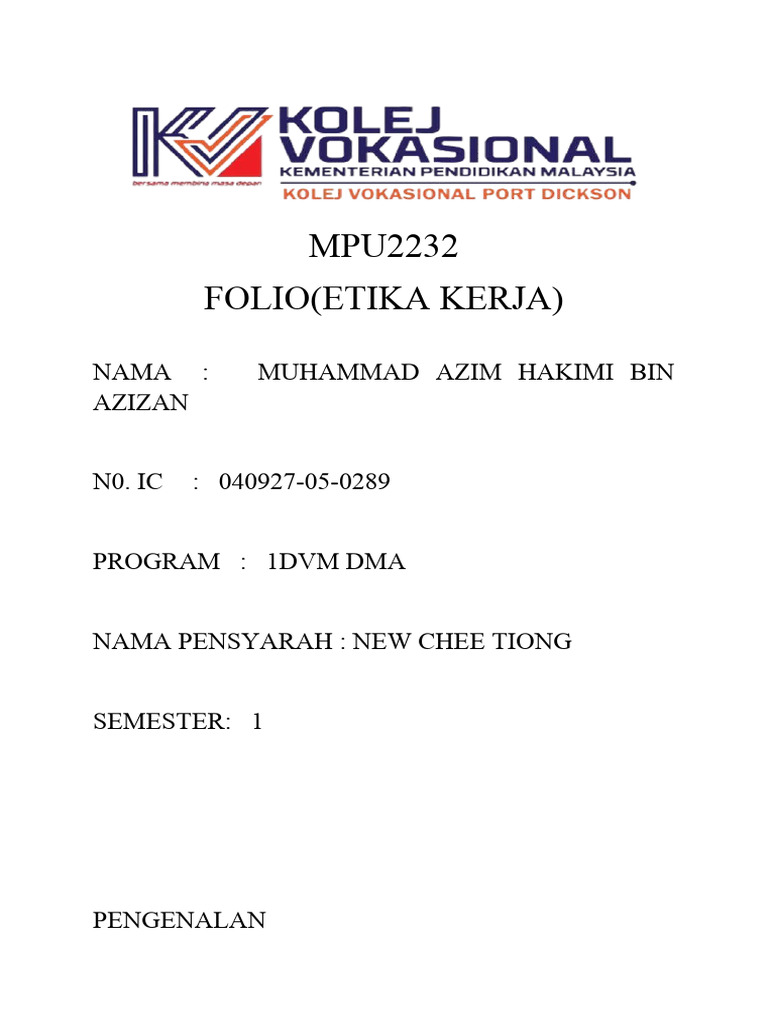 Etika Azim (Folio) | PDF