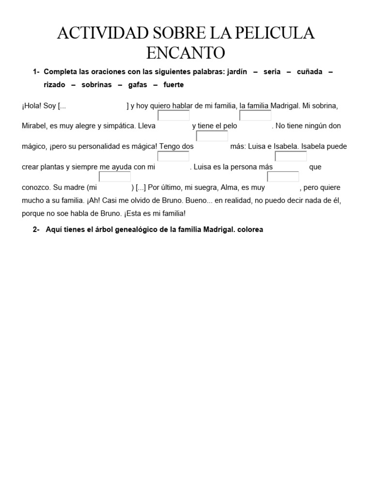 Actividades sobre la película Encanto | PDF